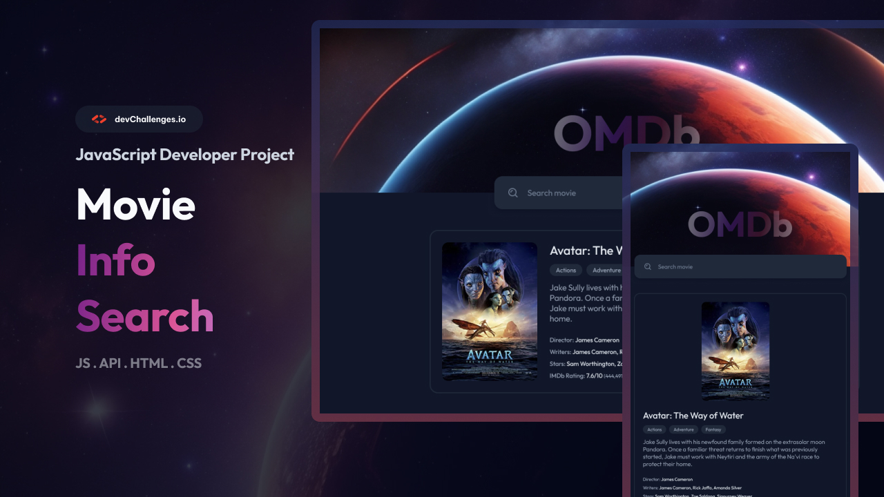 Movie Search App - OMDb | JavaScript project | devChallenges Movie Search App - OMDb | JavaScript project | devChallenges