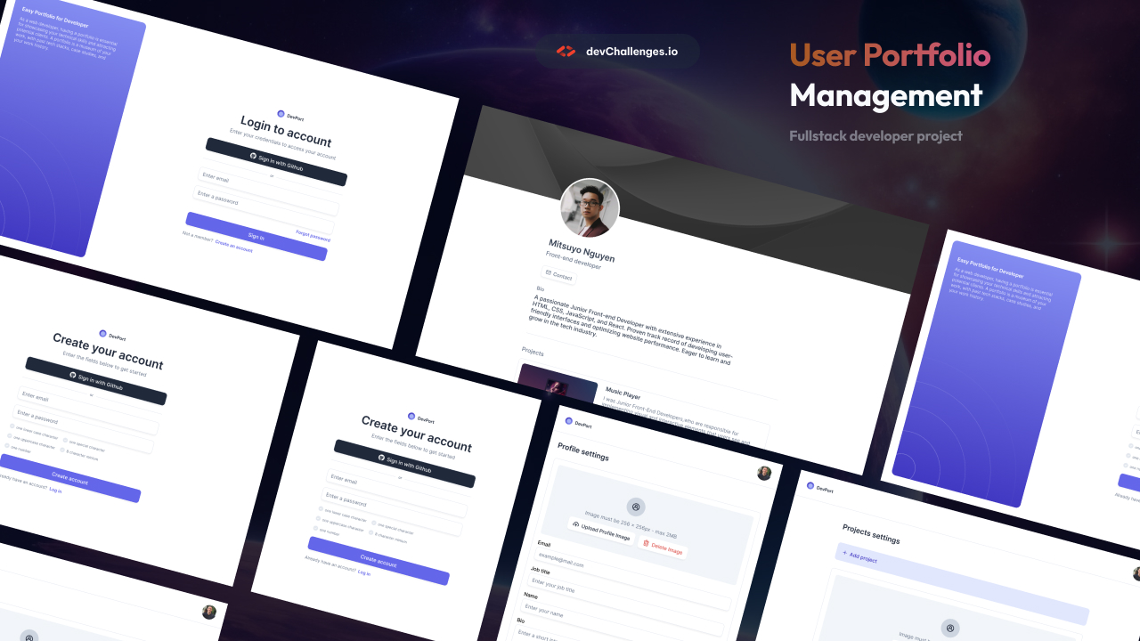 User Portfolio Management | Full-stack project | devChallenges
