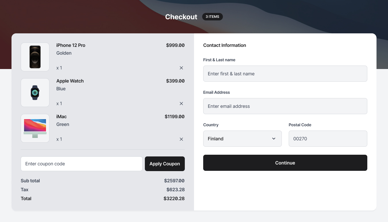 Device Shop Checkout by AidaM | devChallenges