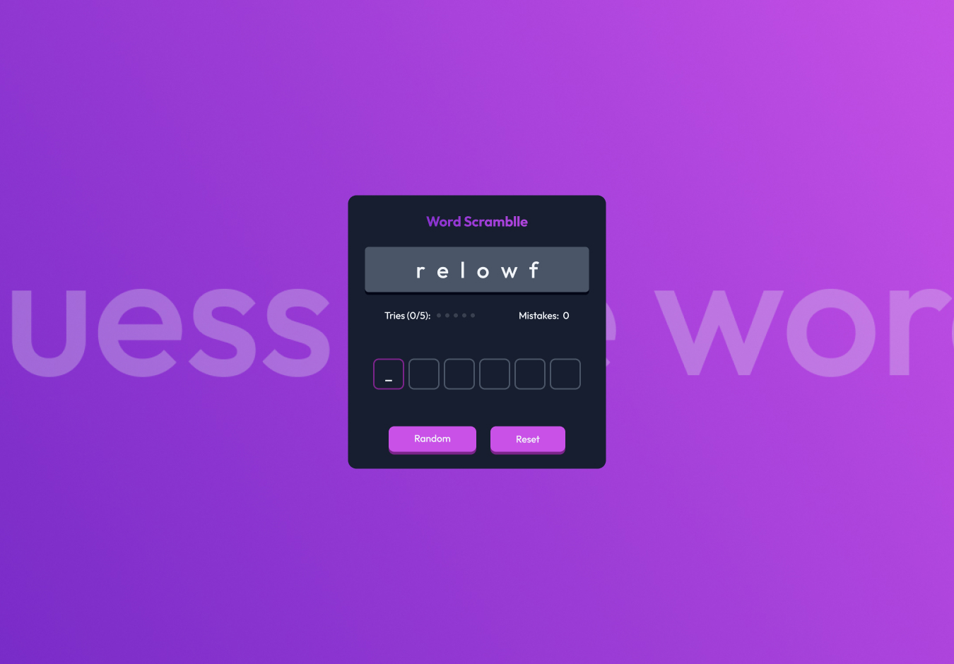 Guess The Word Game by Emily Brock | devChallenges