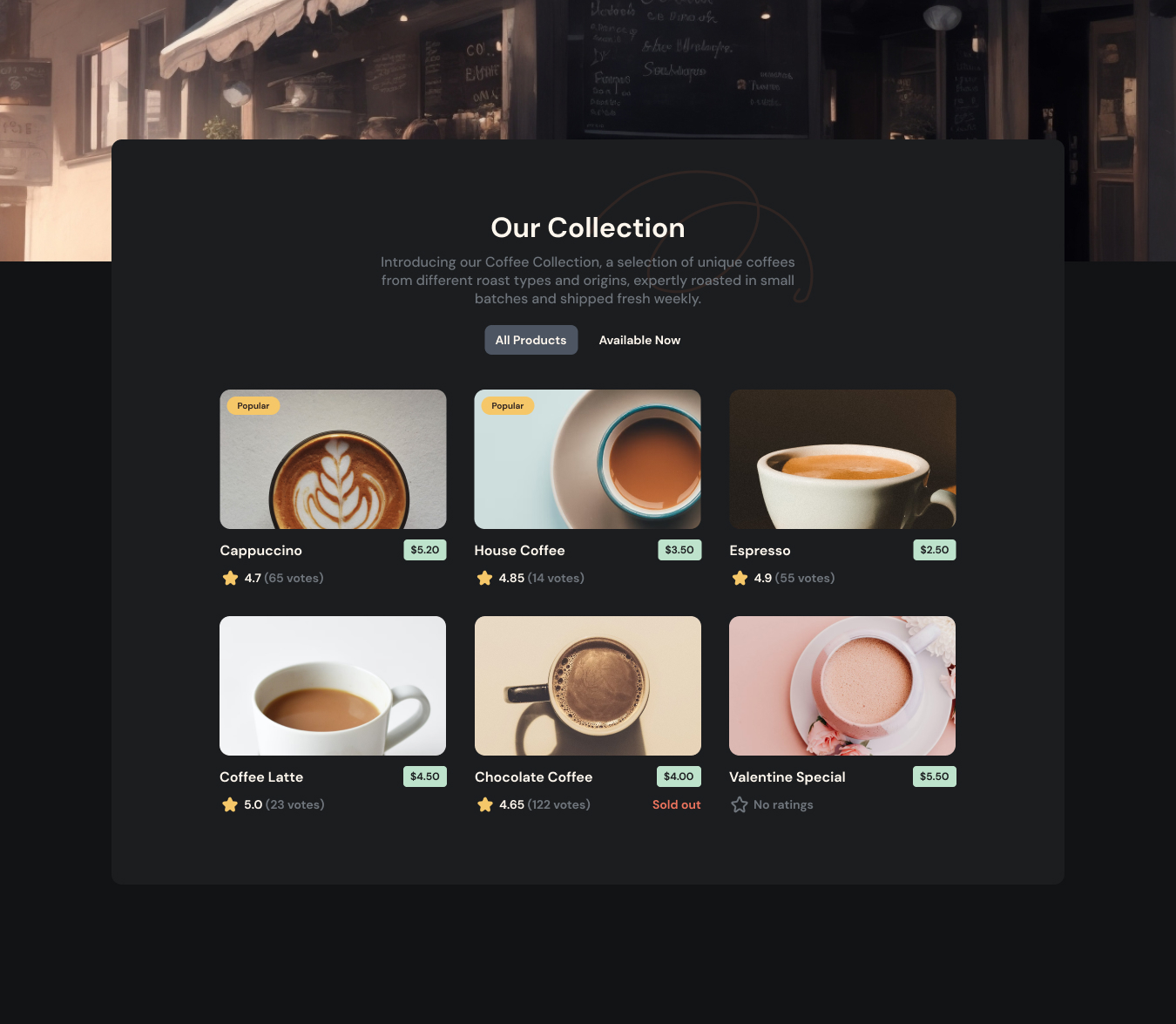 Simple Coffee Listing by Saad Masood | devChallenges