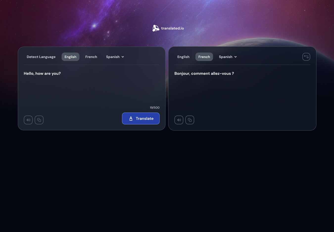 Translate app by Mr. Seager | devChallenges