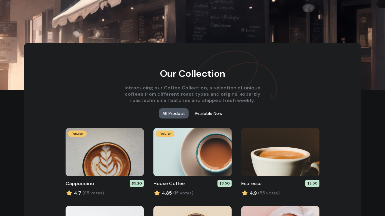 Simple Coffee Listing by Bima Indra | devChallenges