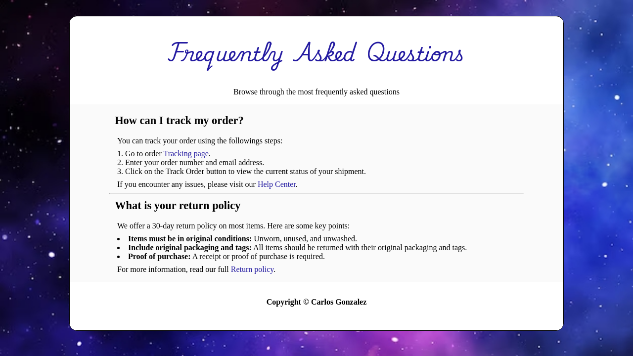 Simple Frequently Asked Questions (FAQ) by Carlos González | devChallenges