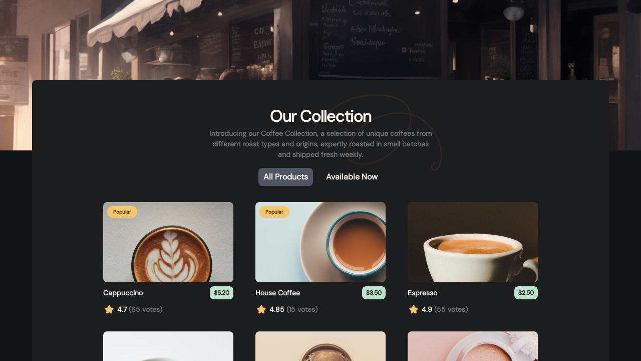 Simple Coffee Listing by Mamie Robinson | devChallenges