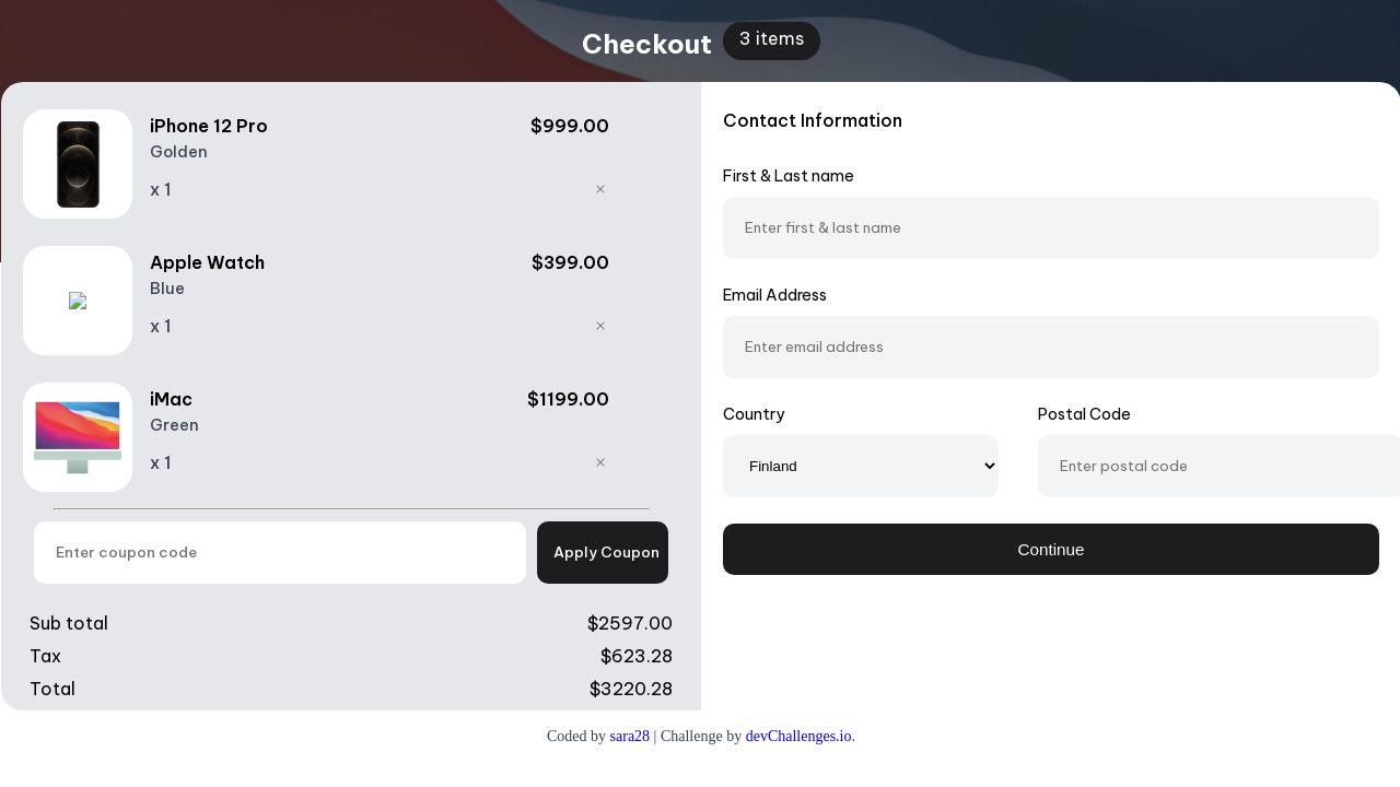 Device Shop Checkout by sara28 | devChallenges