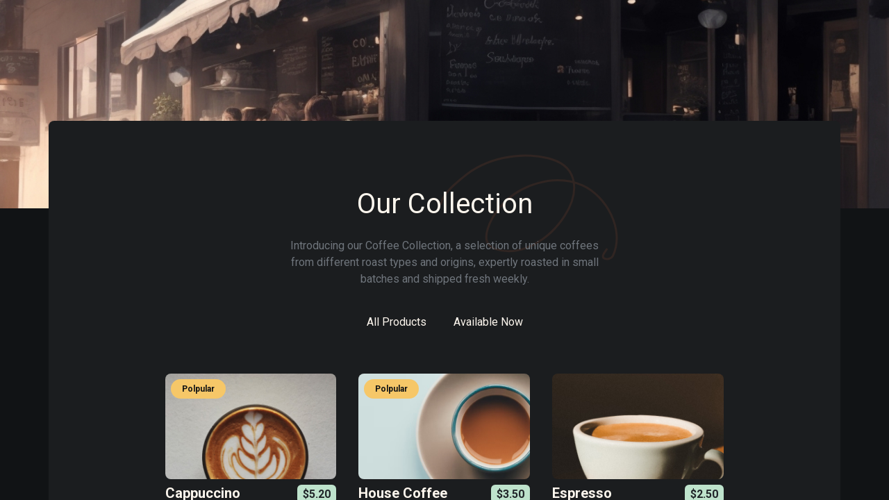 Simple Coffee Listing by Mr. Seager | devChallenges