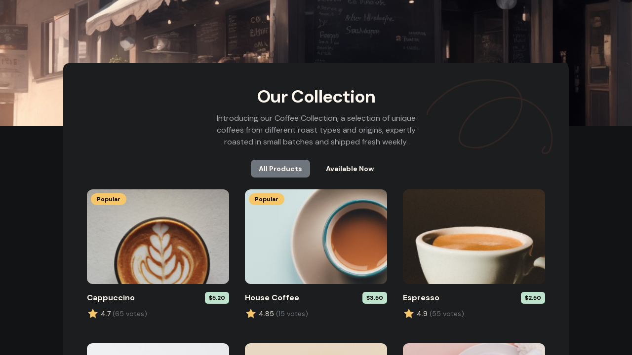 Simple Coffee Listing by Hussein Sonamreel | devChallenges