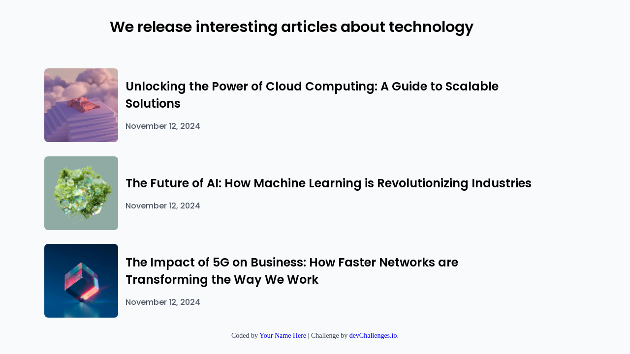 Simple Article Listing by Nicholas Tunje | devChallenges