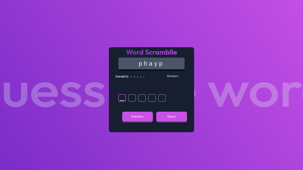 Guess The Word Game by lujiaqi | devChallenges